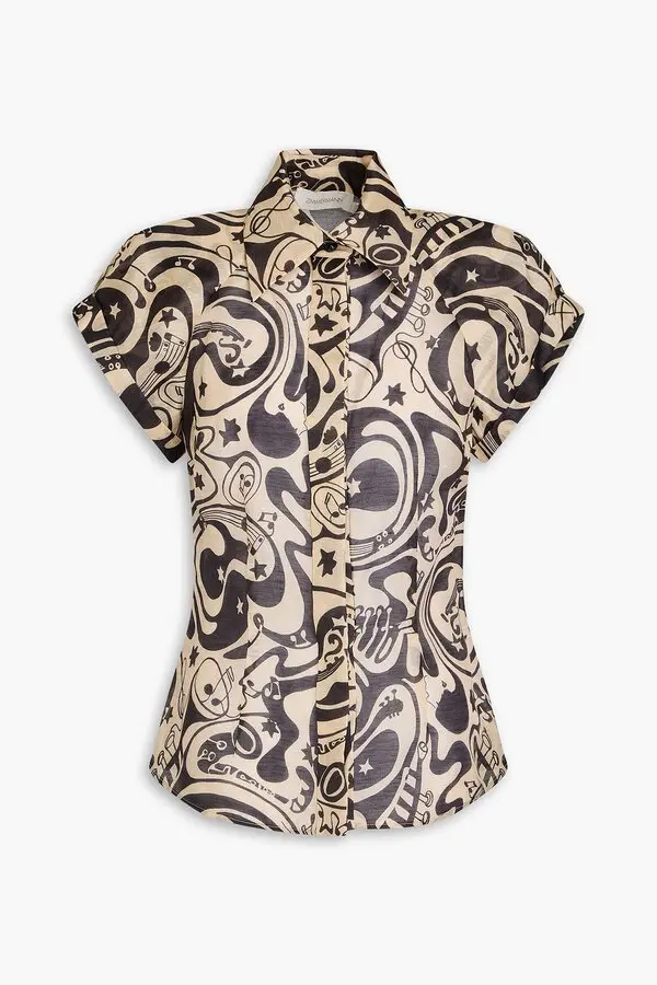 Zimmermann Printed Linen And Silk-blend Shirt
