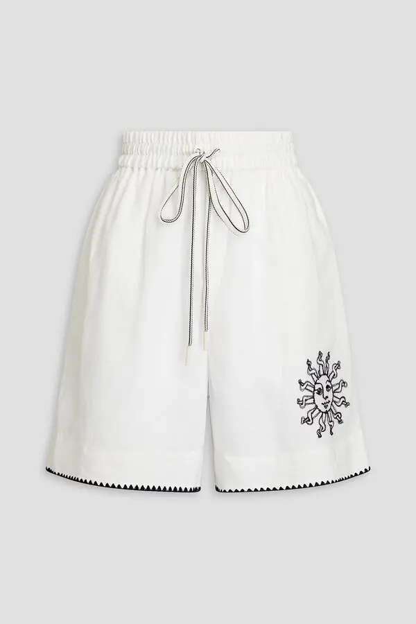 Zimmermann Embroidered Linen High-rise Shorts