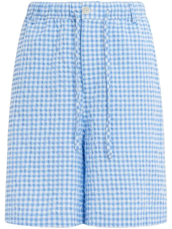 Marni Check-pattern Knee-length Shorts - Blue