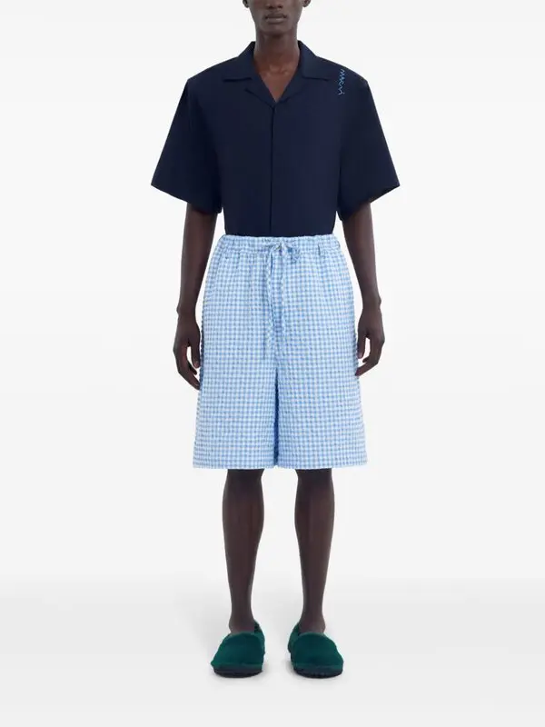 Marni Check-pattern Knee-length Shorts - Blue