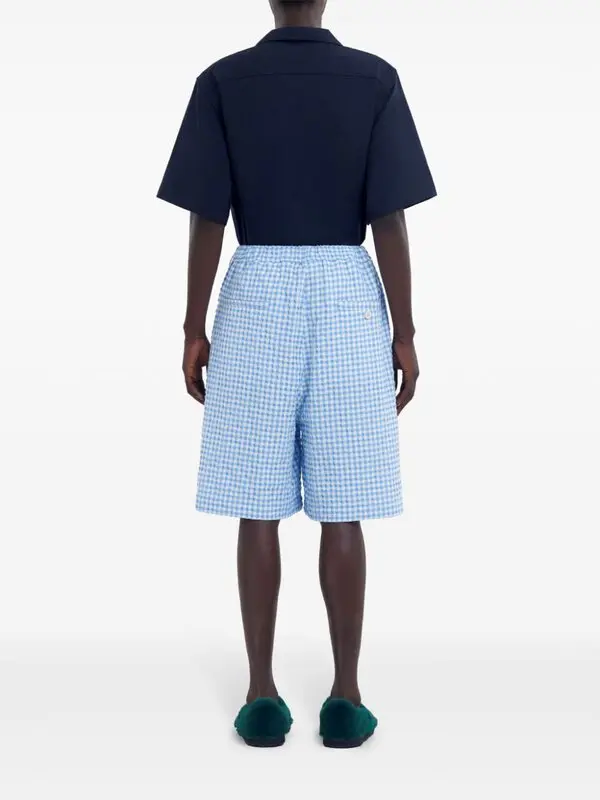 Marni Check-pattern Knee-length Shorts - Blue