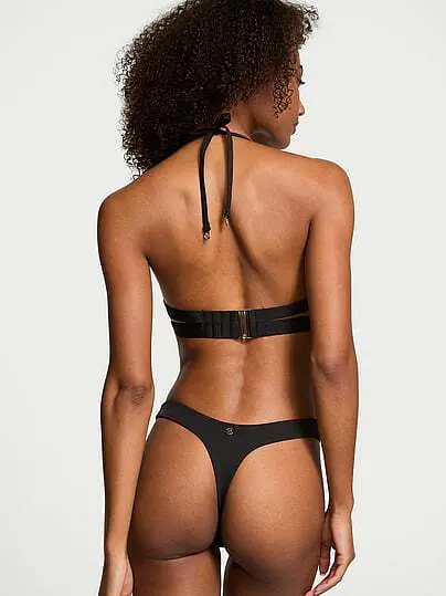 Victoria's Secret Swim Essential Cinched Thong Bikini Bottom - Black
