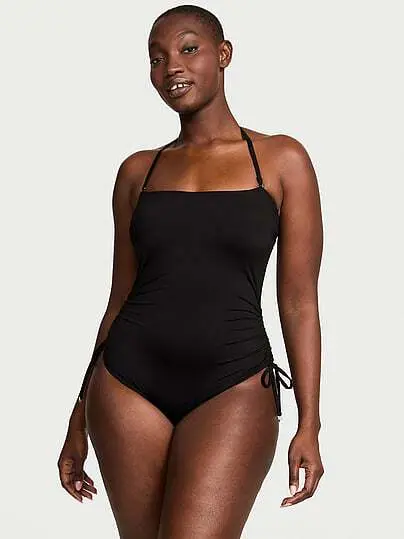 Victoria's Secret Strapless Ruched One-piece Swimsuit - Black