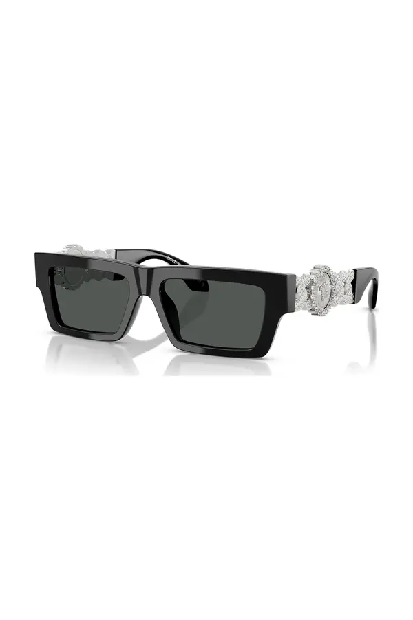 Versace Rectangle Sunglasses With Strass - Black
