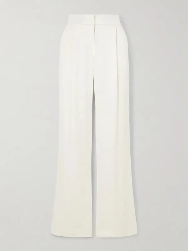 Veronica Beard Robinne Pleated Wide-leg Pants - White