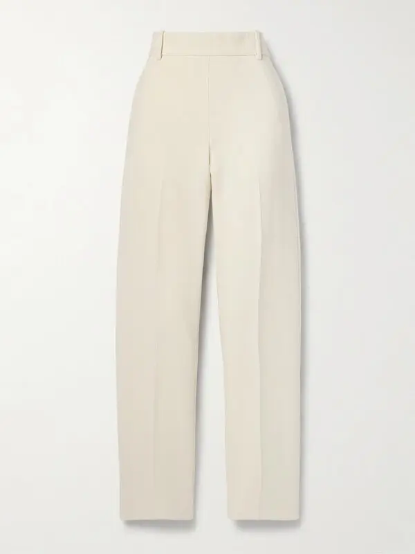 Khaite Cambie Twill Straight-leg Trousers - Neutrals
