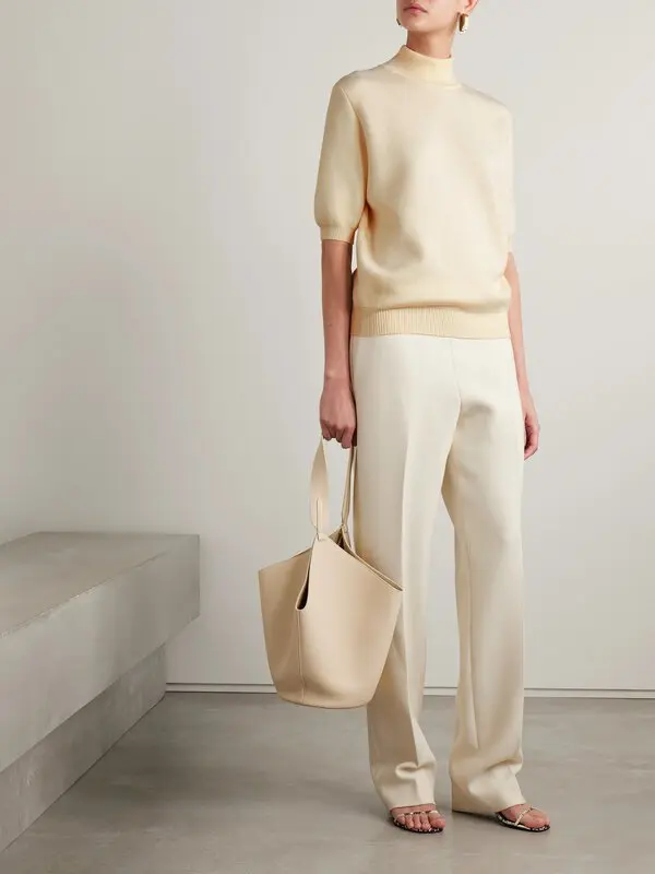 Khaite Cambie Twill Straight-leg Trousers - Neutrals
