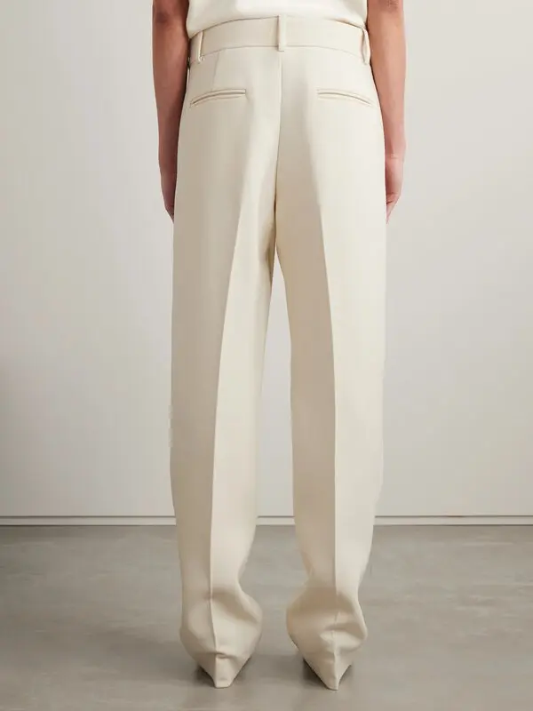 Khaite Cambie Twill Straight-leg Trousers - Neutrals