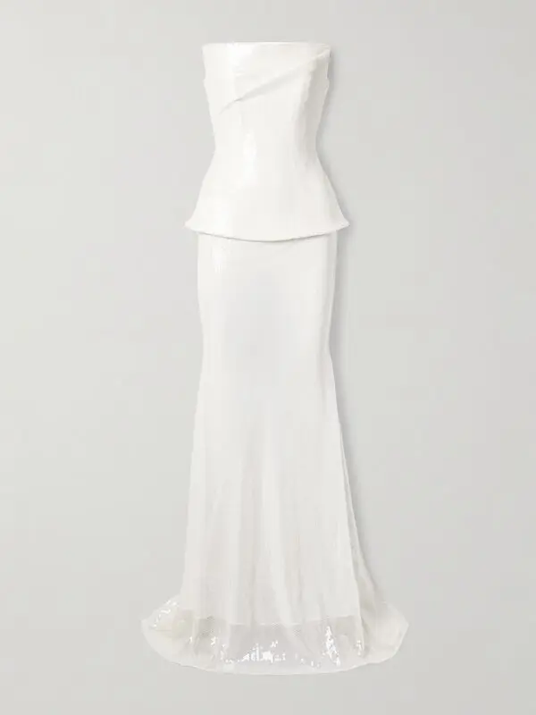 Alex Perry Strapless Sequined Tulle Gown