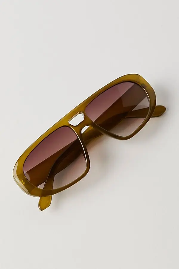 Free People Ricardo Aviator Sunglasses - Moss