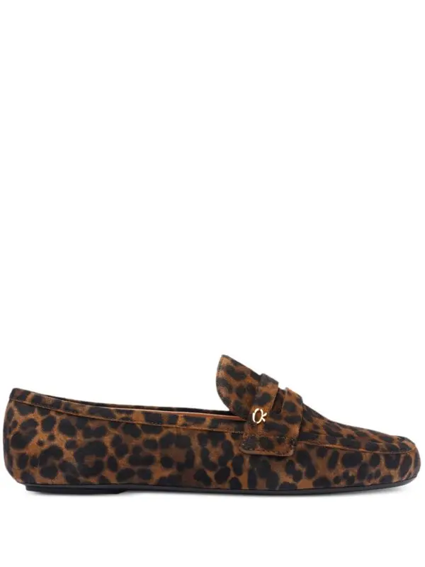 GIANVITO ROSSI Giorgia Leopard Print Loafers - Brown