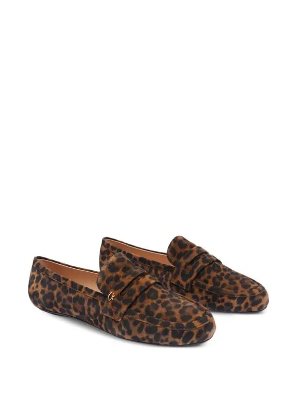GIANVITO ROSSI Giorgia Leopard Print Loafers - Brown