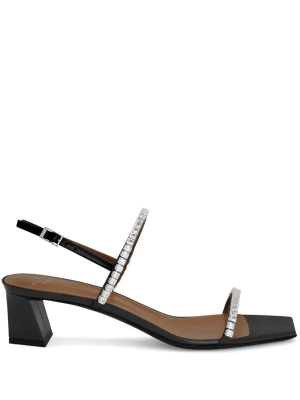 GIUSEPPE ZANOTTI 45mm Valentiine Crystal Sandals - Black