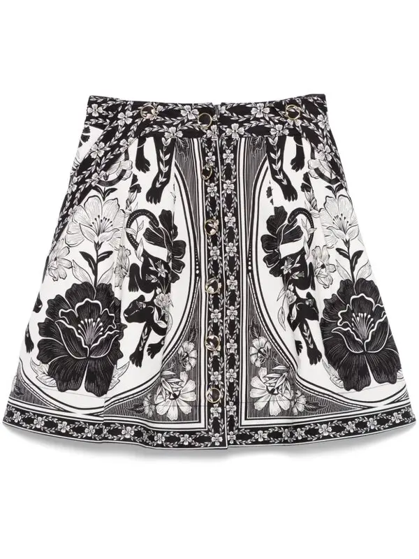 Farm Rio Flower Leopard Mini Skirt - White