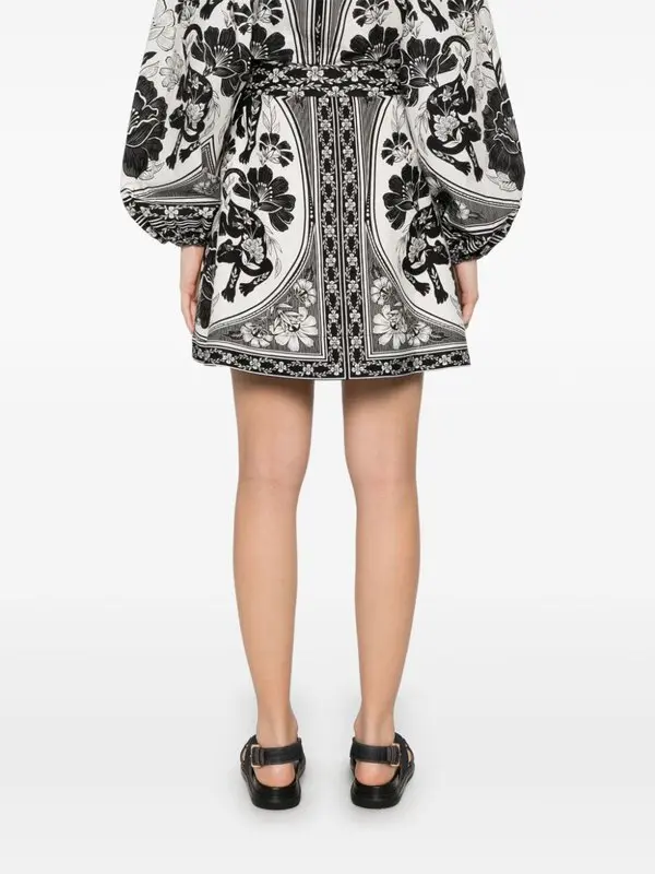 Farm Rio Flower Leopard Mini Skirt - White