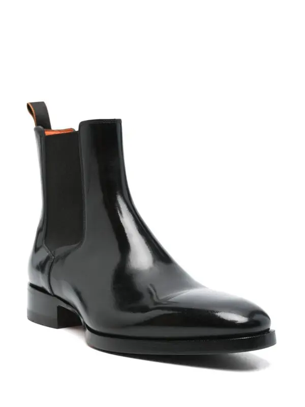 Santoni Leather Chelsea Boots