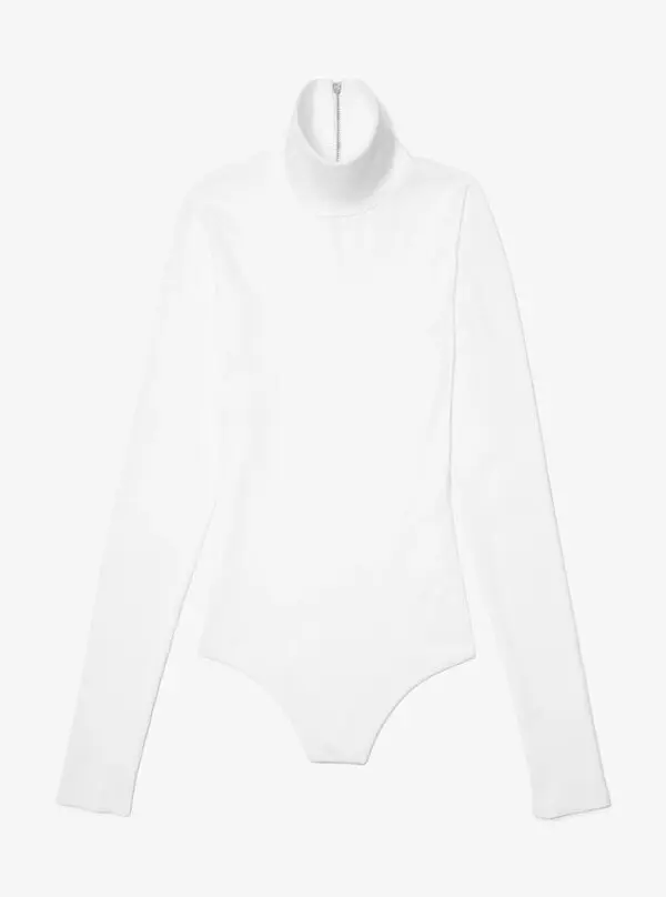 Michael Kors Stretch Viscose Turtleneck Bodysuit - White