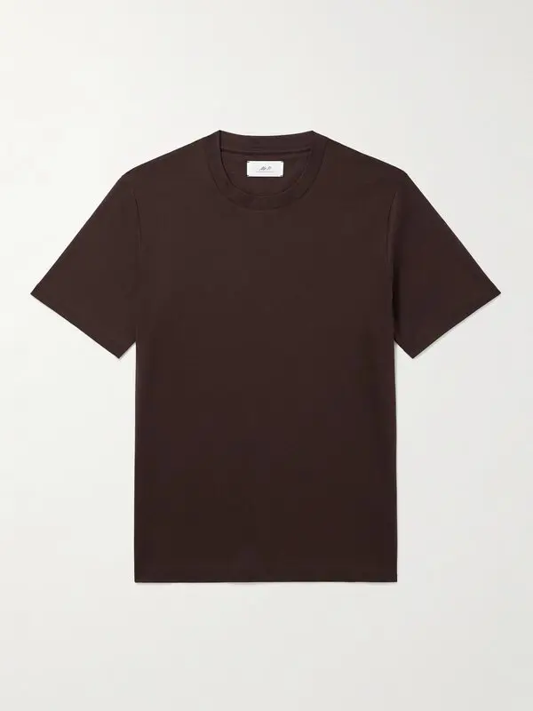 Mr P. Mercerised Cotton-jersey T-shirt - Brown