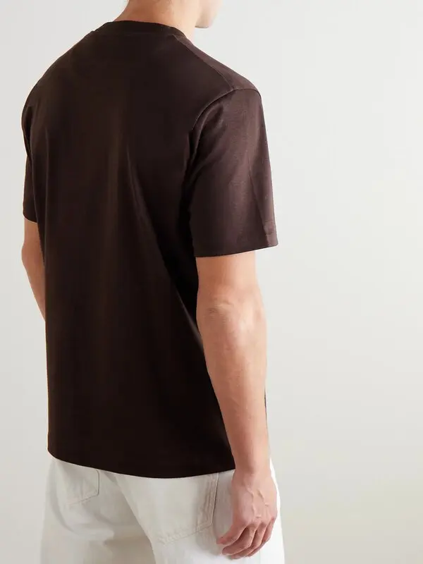 Mr P. Mercerised Cotton-jersey T-shirt - Brown