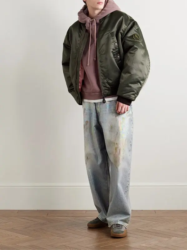 Acne Studios Dirty Halo Wide-Leg Iridescent Jeans In Blue - 50
