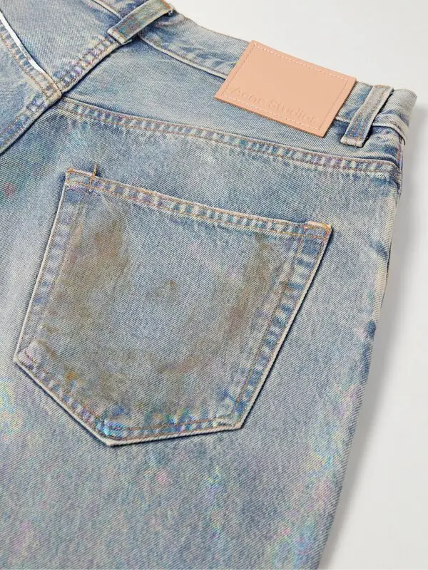 Acne Studios Dirty Halo Wide-Leg Iridescent Jeans In Blue - 50