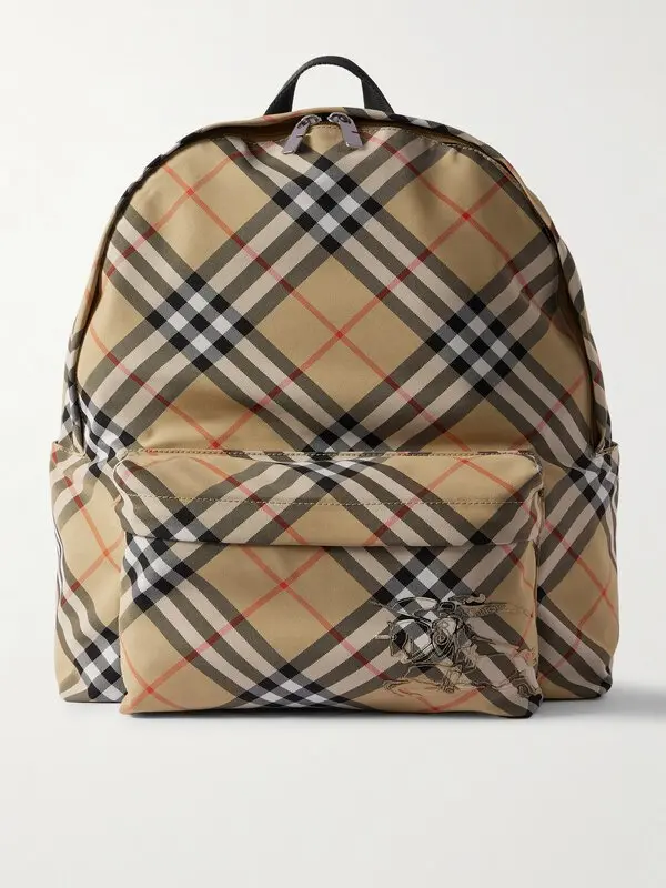 Burberry Checked Coated-canvas Backpack - Brown