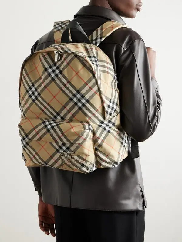 Burberry Checked Coated-canvas Backpack - Brown