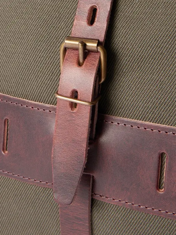 BLEU DE CHAUFFE Jamy Leather-trimmed Canvas Backpack