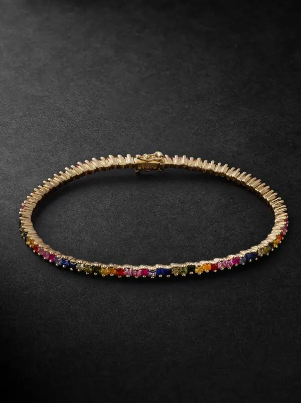 SUZANNE KALAN Princess Midi 18-karat Gold Rainbow Sapphire Bracelet - Multi