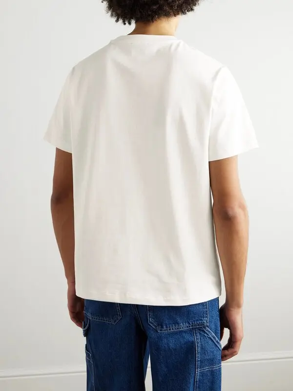 A.p.c. Logo-embroidered Cotton-jersey T-shirt - White