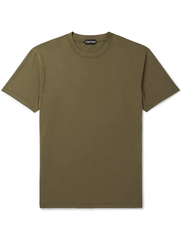 TOM FORD Slim-fit Lyocell And Cotton-blend Jersey T-shirt - Green