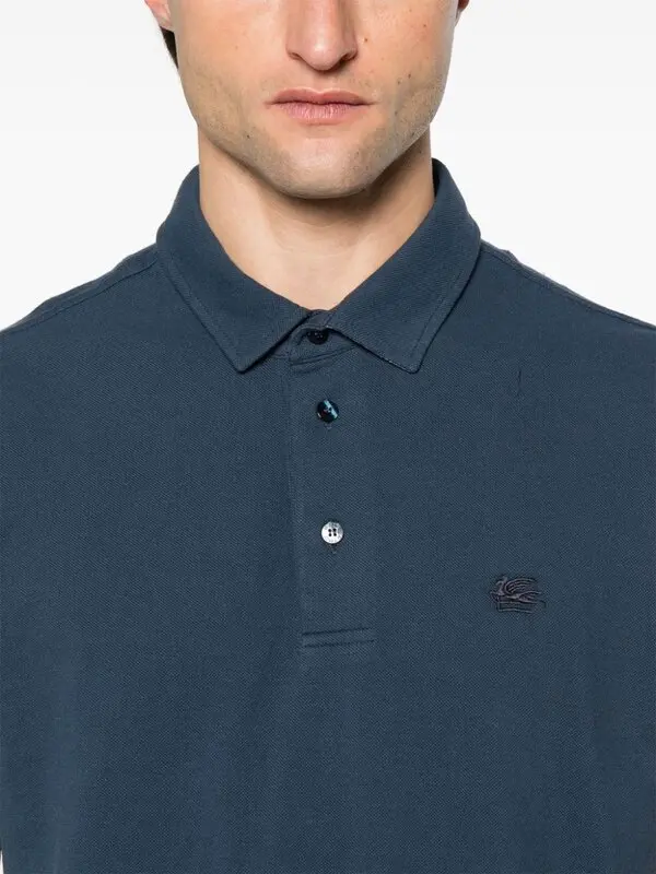 Etro Button Placket Polo Shirt - Blue