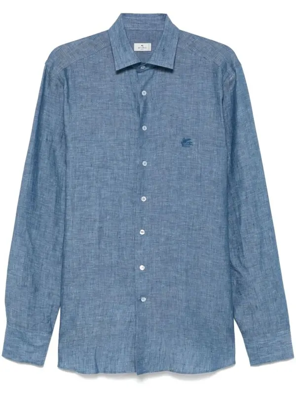 Etro Pegaso-embroidered Shirt - Blue