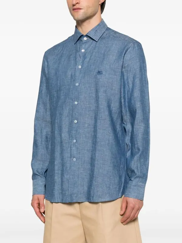 Etro Pegaso-embroidered Shirt - Blue