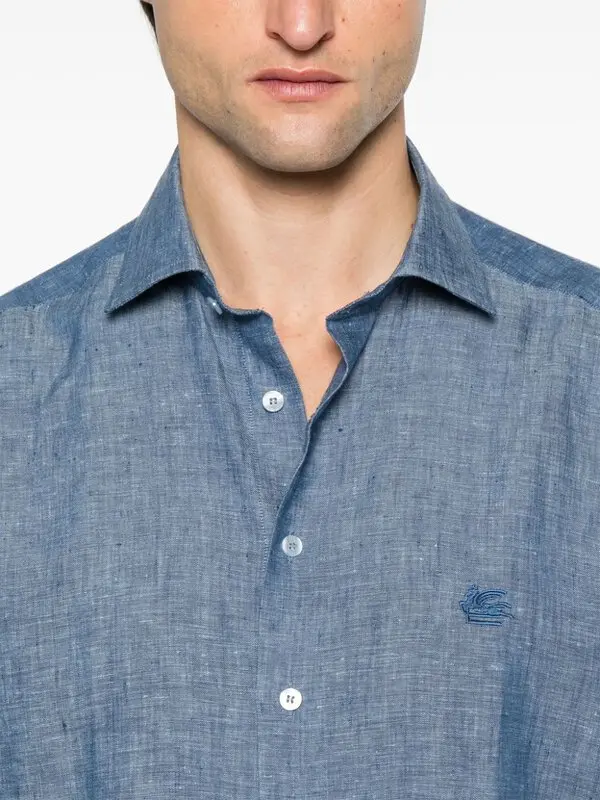 Etro Pegaso-embroidered Shirt - Blue