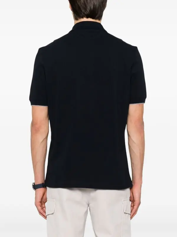 Brunello Cucinelli Crest-embroidered Cotton-piqué Polo Shirt - Blue