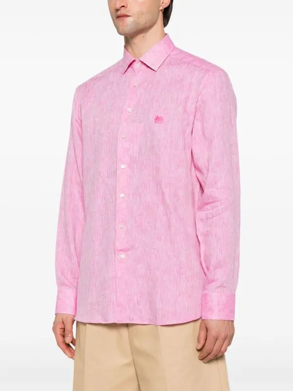 Etro Linen Shirt With Pegaso - Pink
