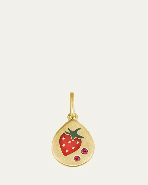GWEN BARBA Strawberry Enamel And Ruby Pendant - Yellow Gold