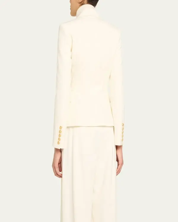 Balmain Classic Fitted Wool Jacket - White