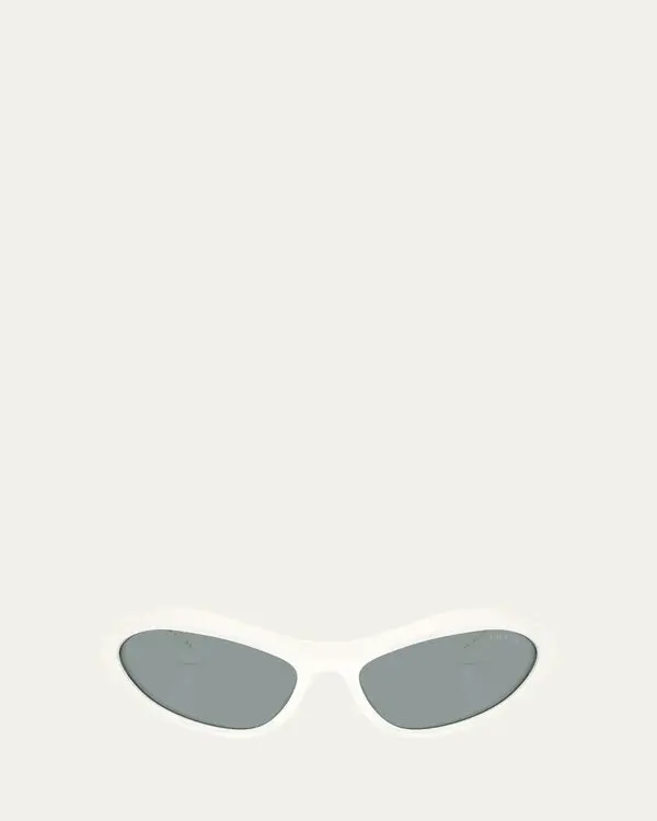 Prada Acetate & Plastic Wrap Sunglasses - Bone