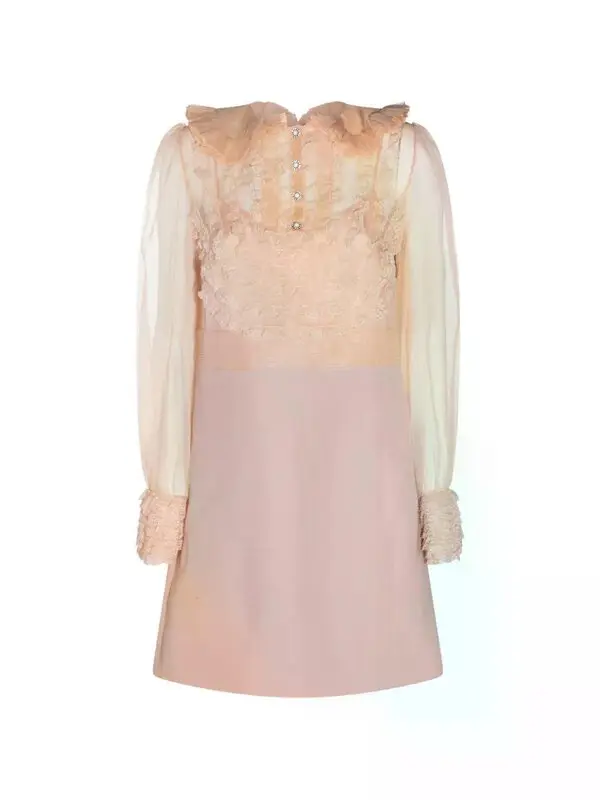 Valentino Garavani Crepe Couture Embroidered Mini Dress - Pink