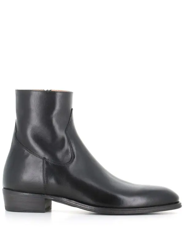 ALBERTO FASCIANI Leather Ankle Boots - Black