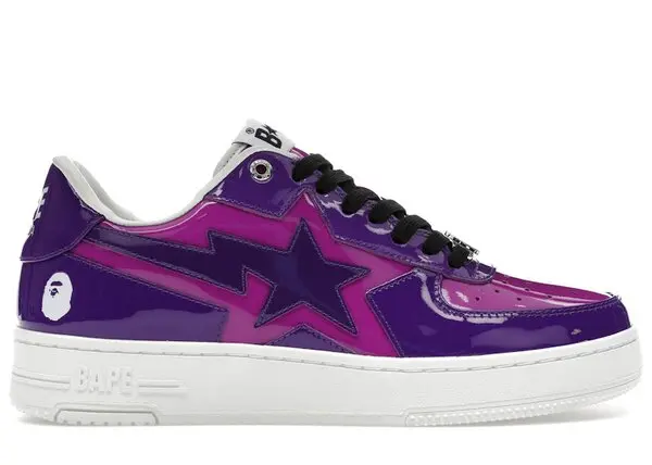 BAPE A Bathing Ape Sta Icon Low Patent Sneakers - Purple/pink/white