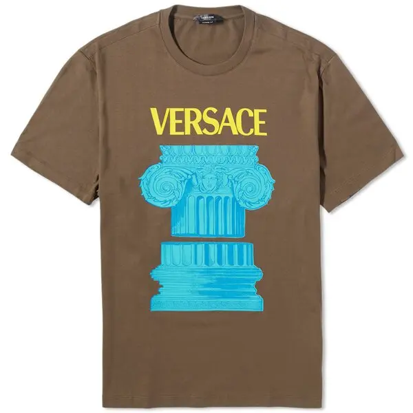 Versace Column Print Winter Military T-shirt - Brown/blue
