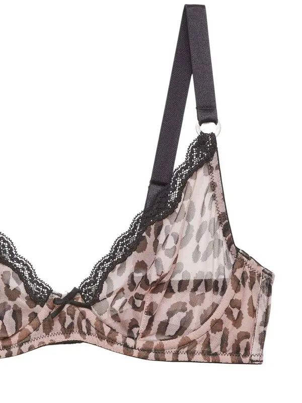 FLEUR DU MAL Leopard-print Tulle Bra - Neutrals