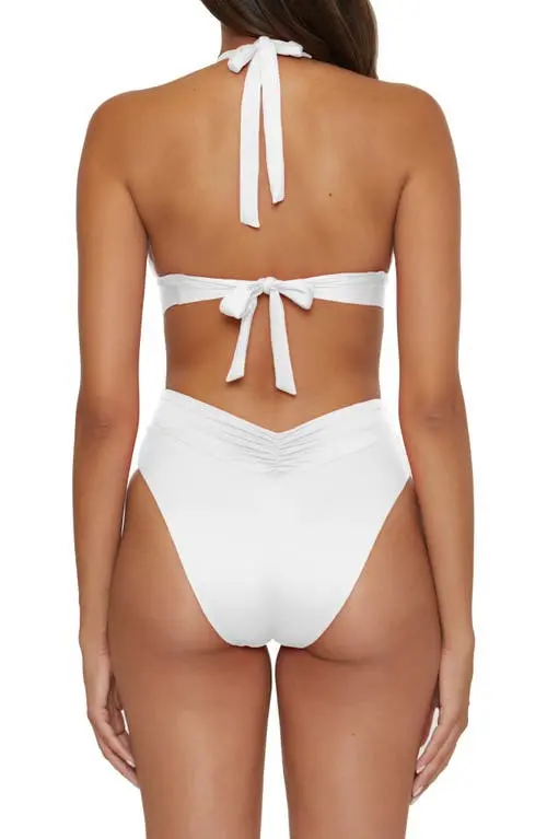 BECCA® By Rebecca Virtue Shirred V-wire Halter Bikini Top - White