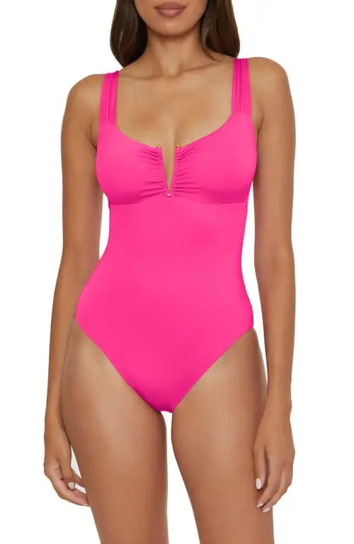 BECCA By Rebecca Virtue Shirred V-wire One-piece Swimsuit - Cosmopolitan