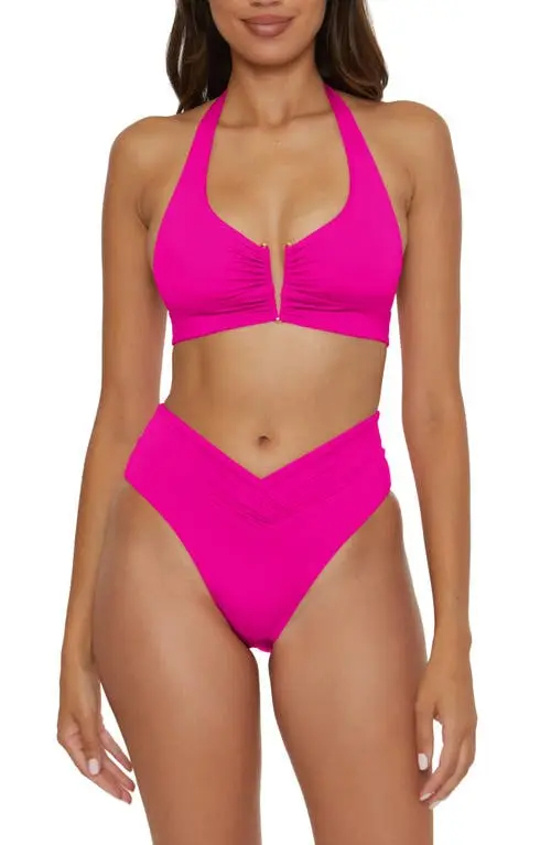 BECCA By Rebecca Virtue Color Code High Waist Bikini Bottoms - Azalea