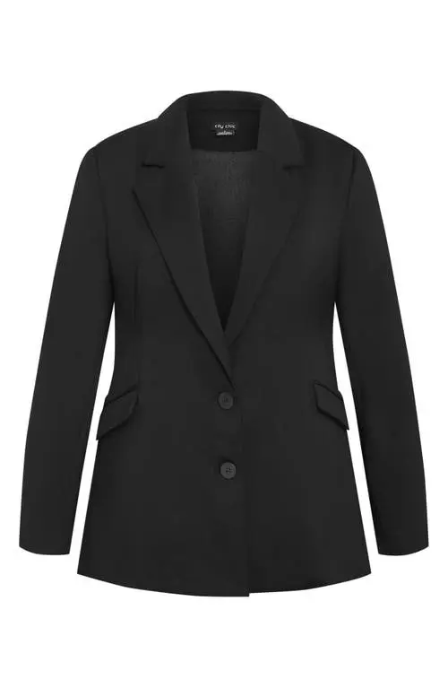 City Chic Ponte Knit Blazer - Black