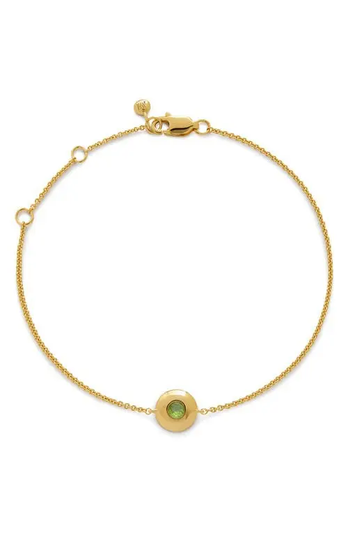 Monica Vinader Bezel Birthstone Station Bracelet - August/peridot /gold